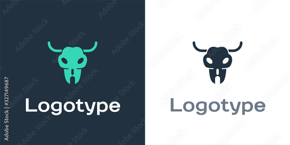 Logotype Buffalo skull icon isolated on white background. Logo design ...