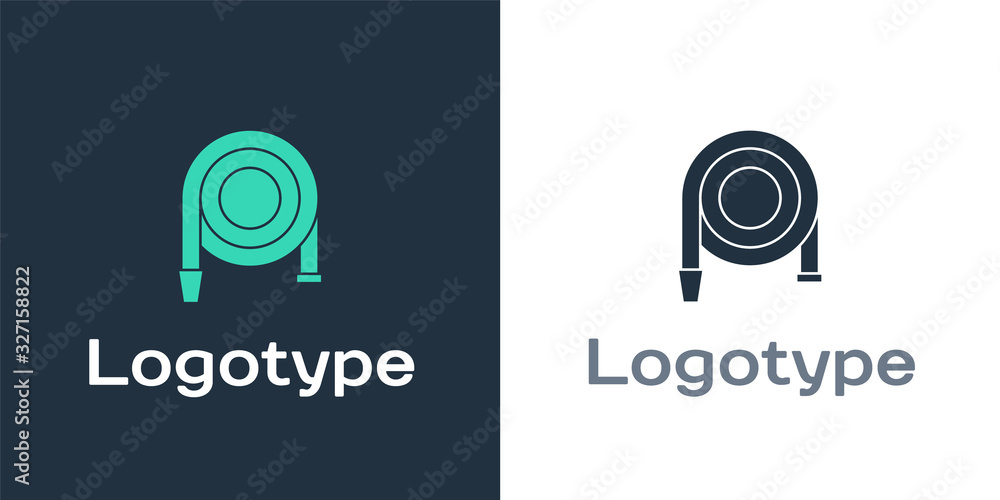 Logotype Fire hose reel icon isolated on white background. Logo design ...