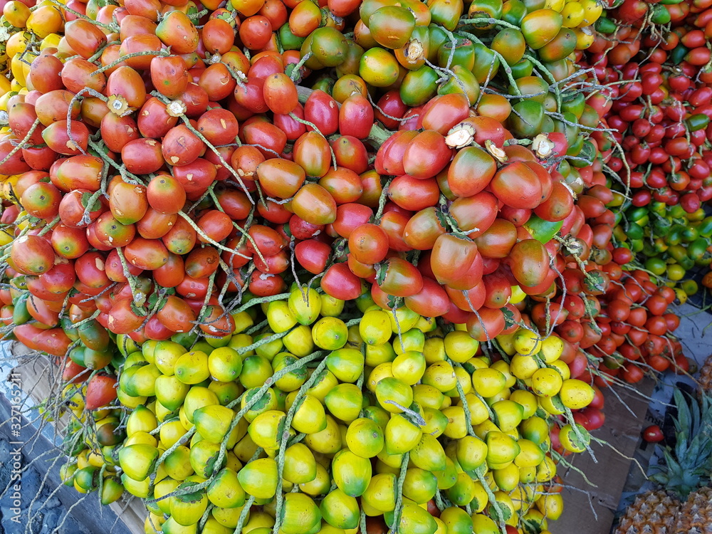 Pupunha fruits, peach palm (Bactris gasipaes) Arecaceae family for sale ...