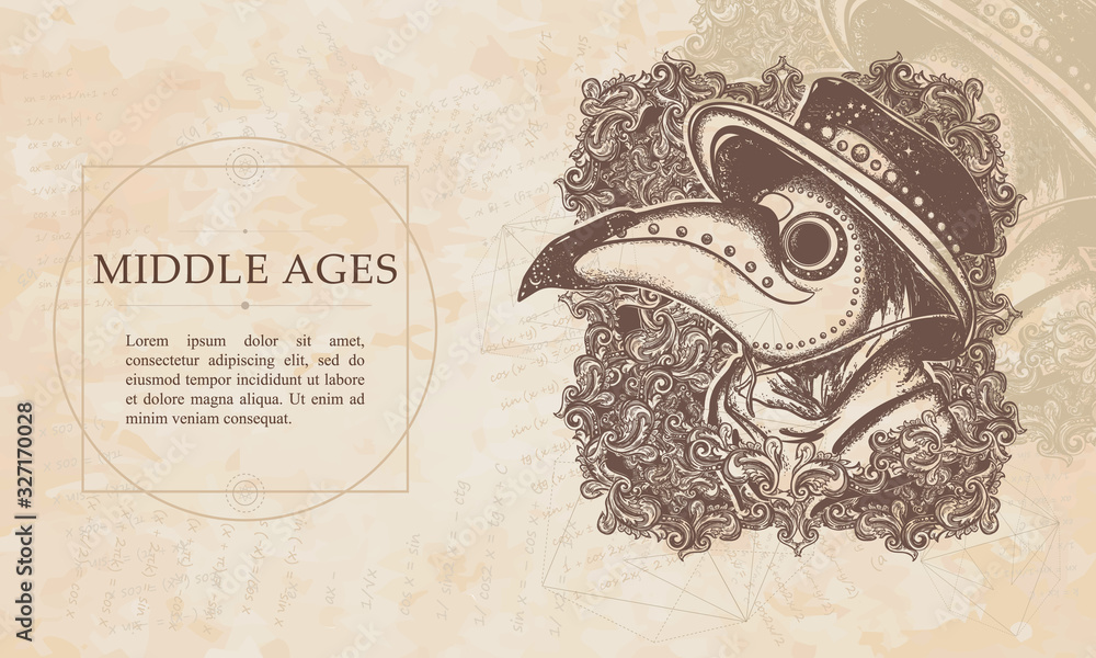 Middle Ages. Plague doctor portrait. Renaissance background. Medieval ...