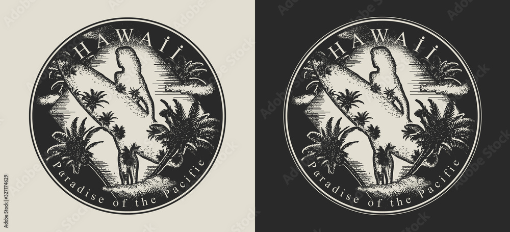 Hawaii. United States of America (USA). Paradise of the Pacific slogan ...