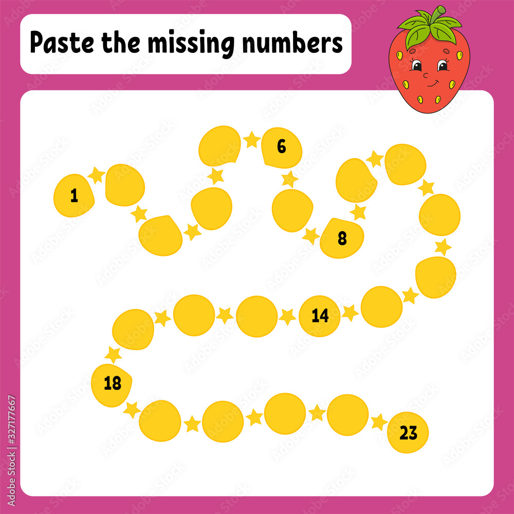 Paste the missing numbers. Handwriting practice. Learning numbers for ...