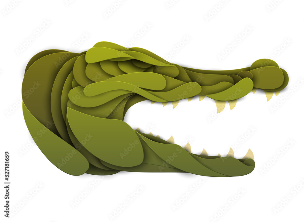 Abstract crocodile head isolated on white background. Creative 3d ...