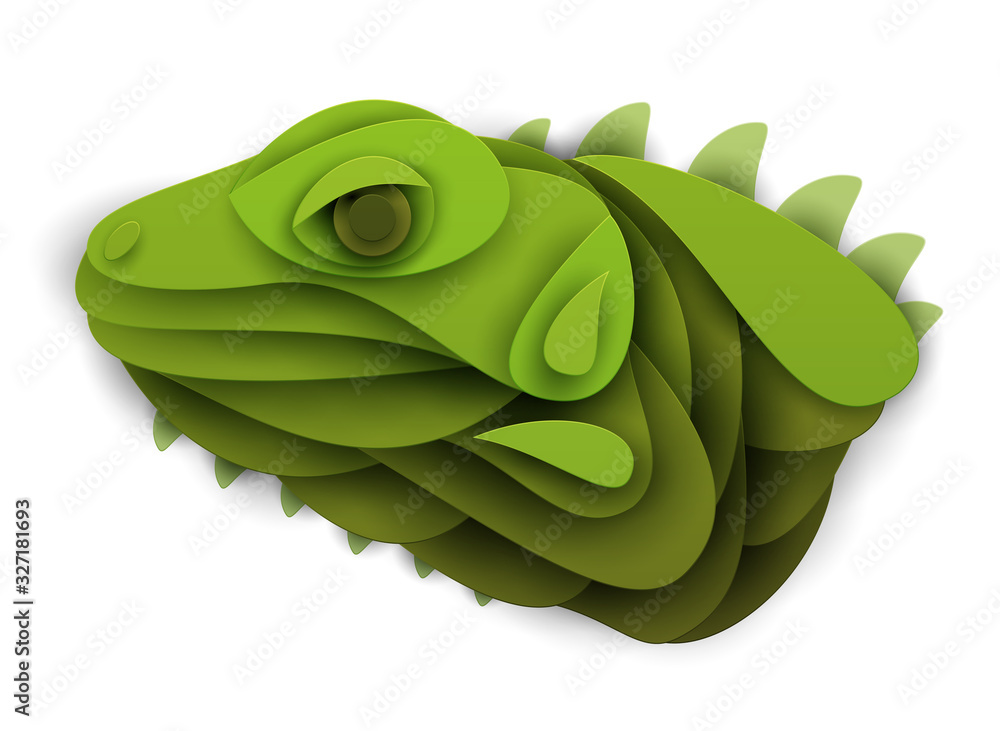 Abstract iguana head isolated on white background. Creative 3d concept ...