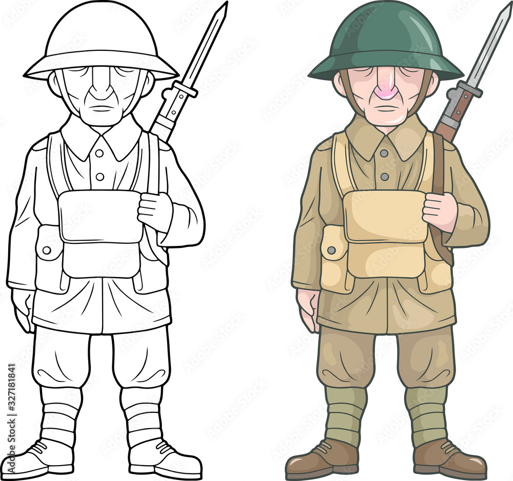 British Army soldier during World War I coloring Stock Vector | Adobe Stock