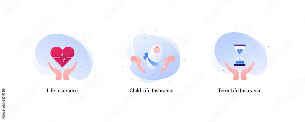 Insurance color icon collection. Life and health concept. Vector flat ...
