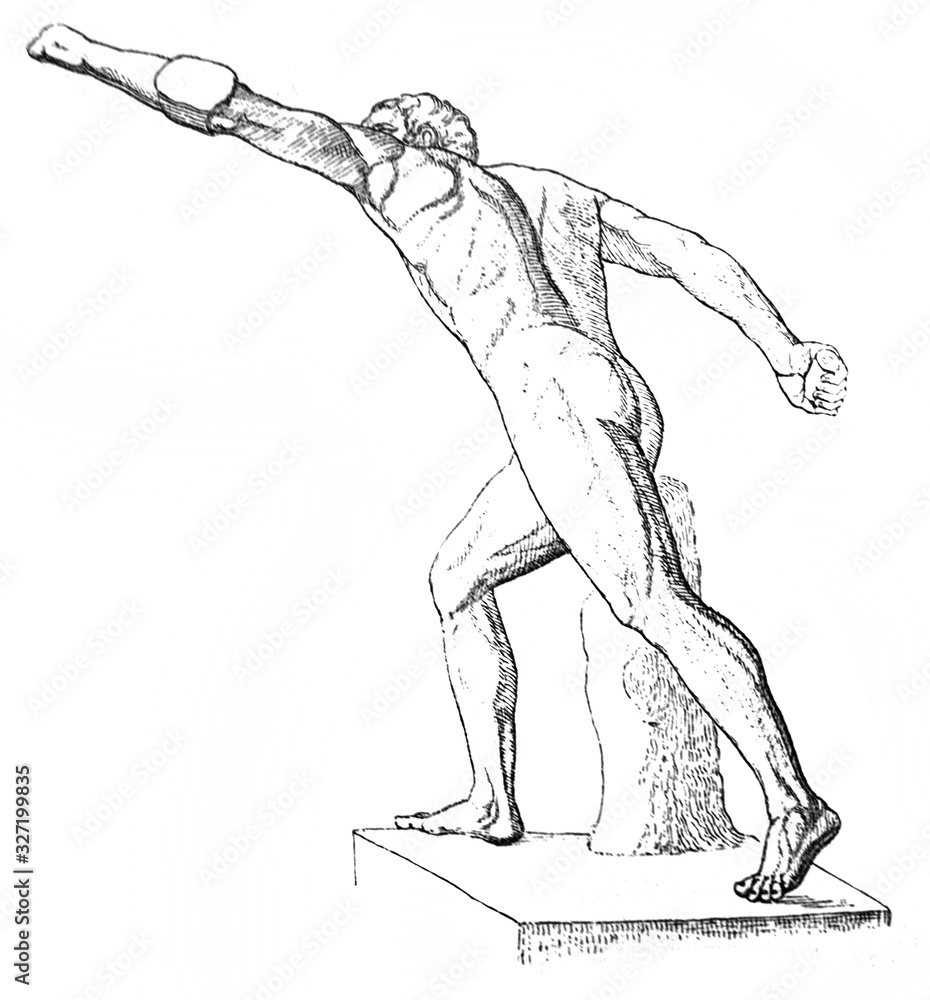 Ancient greek athlete, wrestler in the old book Meyers Lexicon, vol. 2 ...