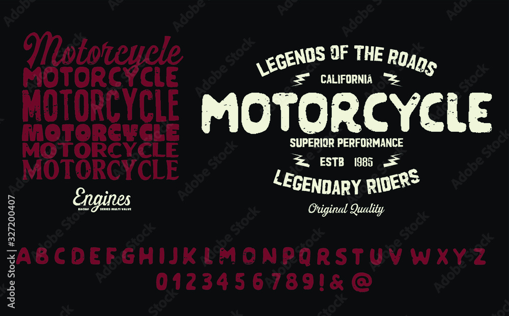 Emblem Motorcycle Collection .Decorative gothic serif font inspired by ...