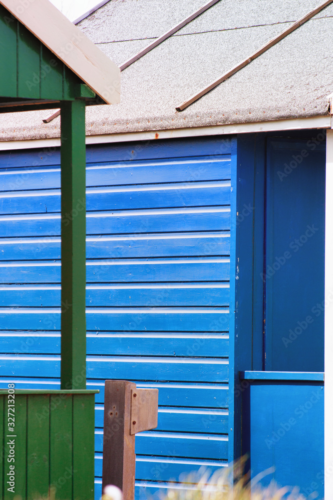 Abstract view of Beach huts. Sutton on Sea beach hut juxtaposition of ...