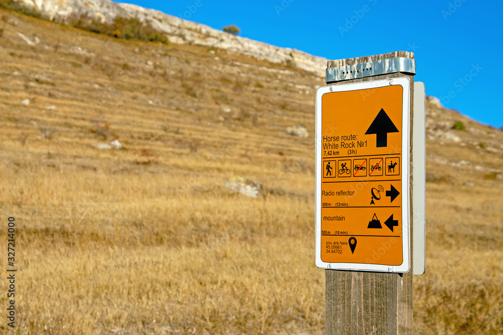 warning and prohibiting signs in the tourist park natural area Stock ...