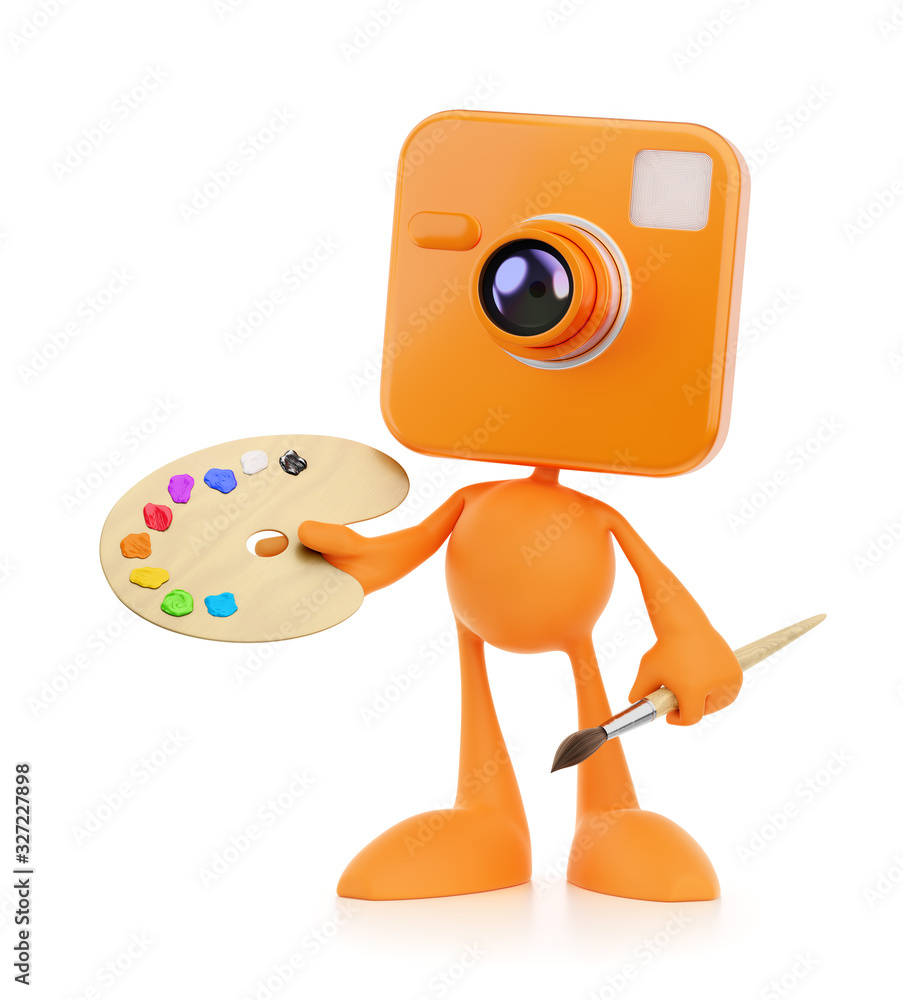 Cartoon Photographer-Artist. Bizarre cameraman as a funny personage ...