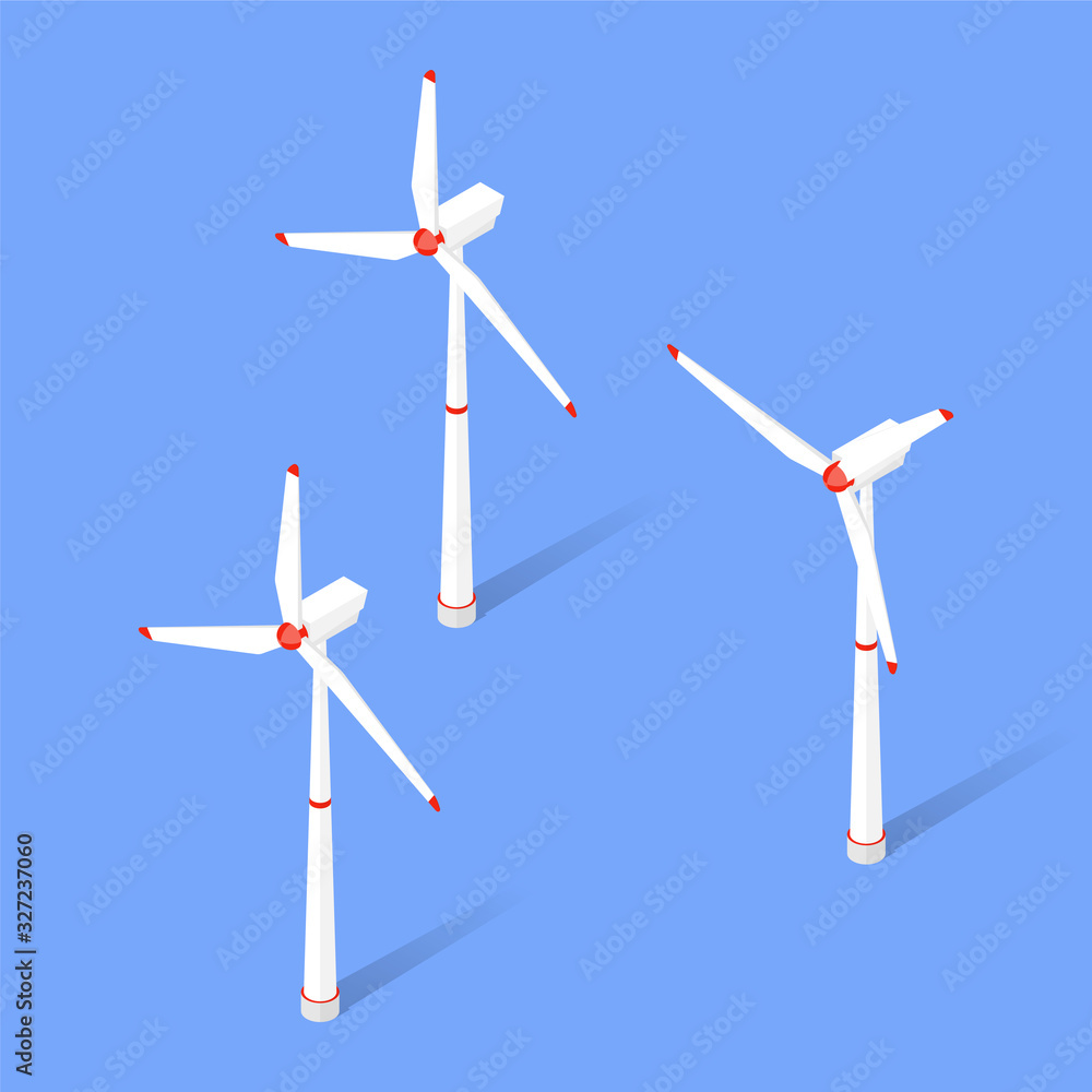 Wind turbine vector isometric illustration Stock Vector | Adobe Stock