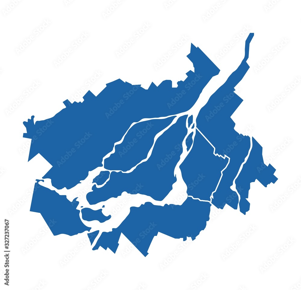 Outline blue map of Greater Montreal Stock Vector | Adobe Stock