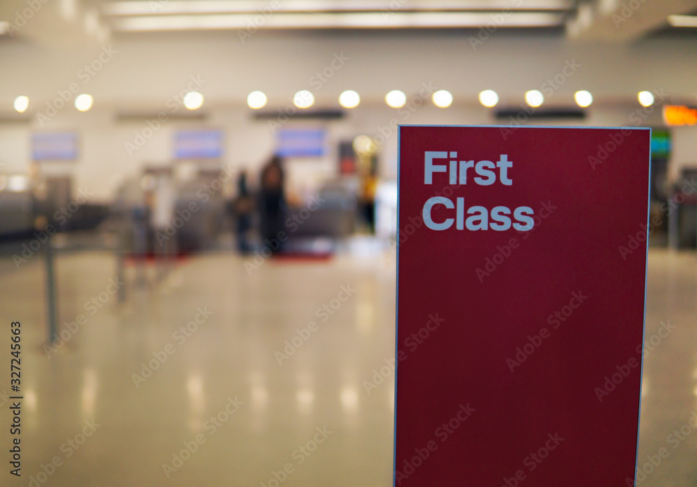 Airport Terminal Gate First Class Sign No Wait In Line Stock Photo ...