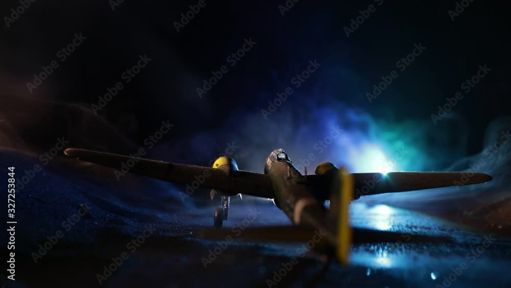 German Junker (Ju-88) night bomber at night. Artwork decoration with ...