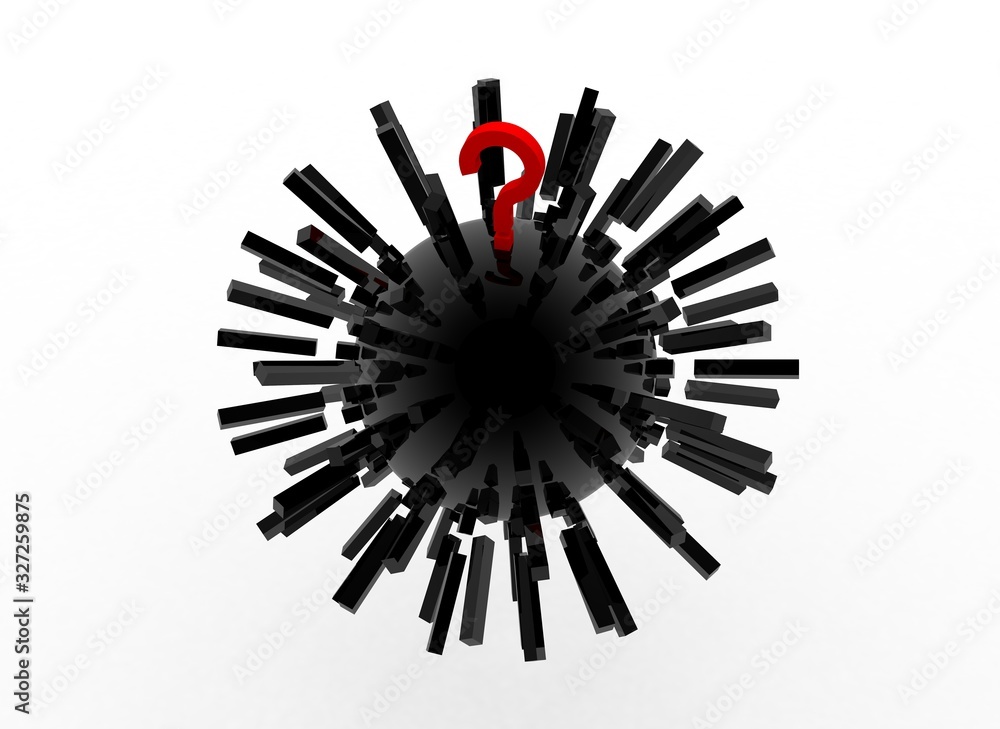 Viral cells and question marks to study problems in viruses Stock ...