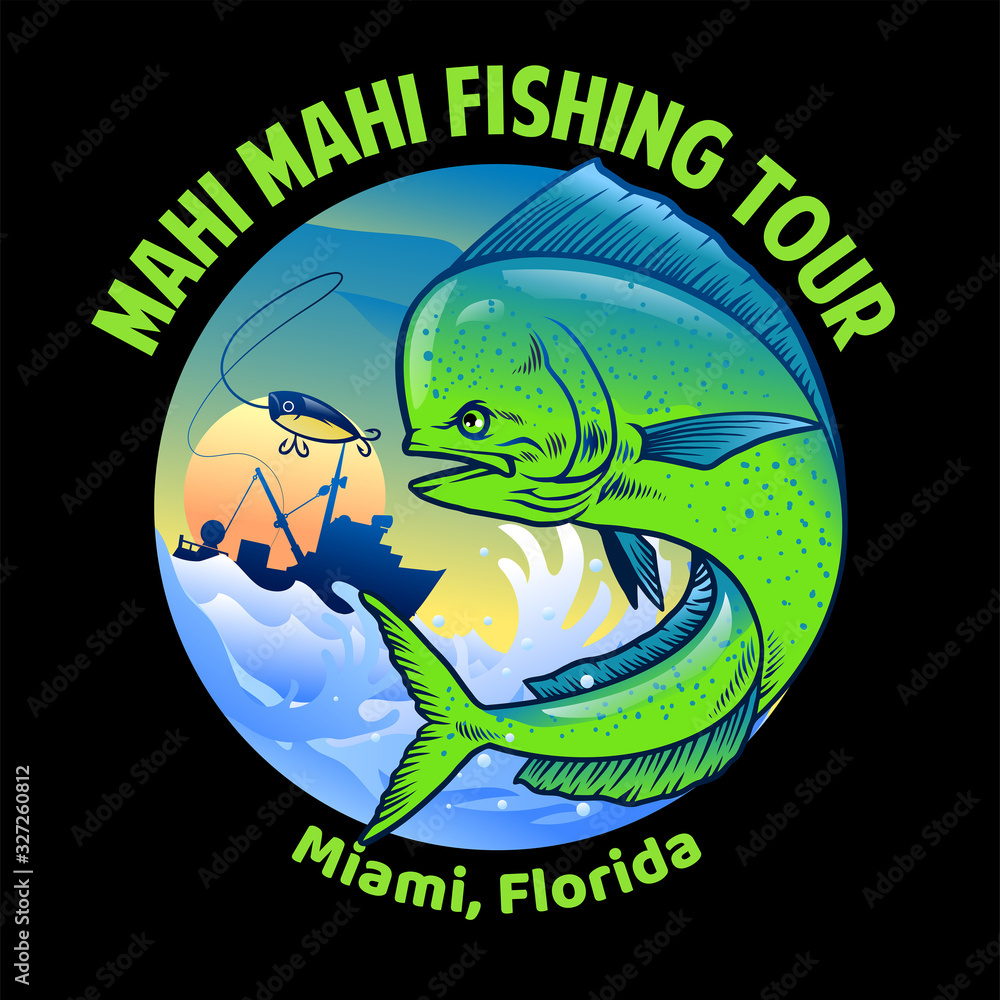 mahi mahi fishing shirt design Stock Vector | Adobe Stock