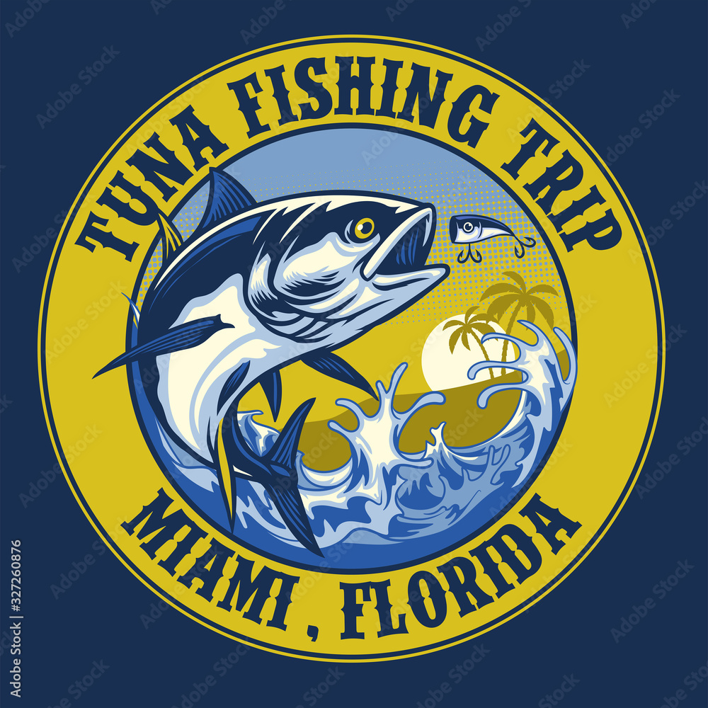 shirt design of tuna fishing Stock Vector | Adobe Stock