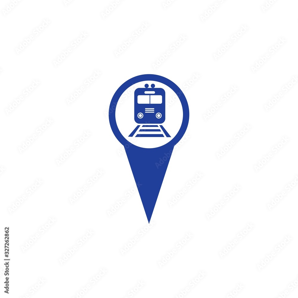 Train station map pin icon. Train station map point symbol. Flat design ...