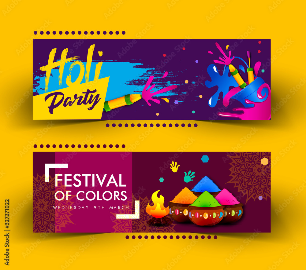Happy Holi colorful posters Illustration of colorful background for ...