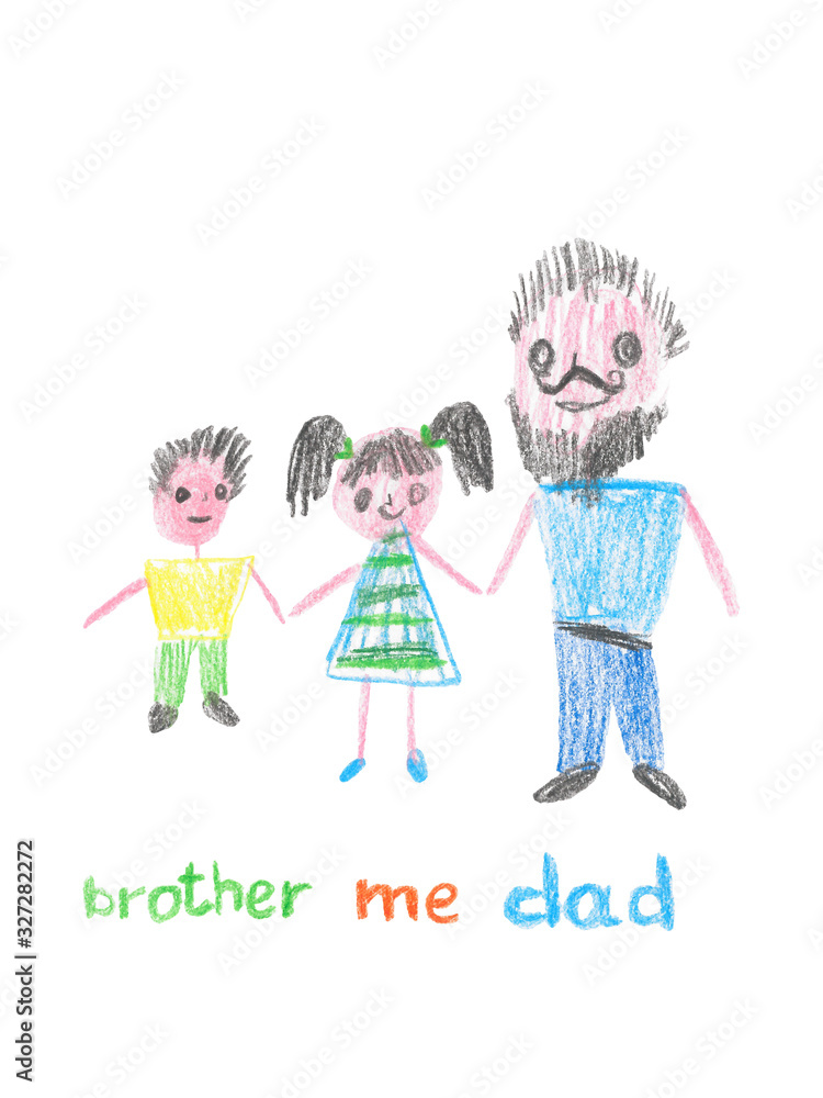 Family portrait, father, daughter, son holding hands and smiling ...