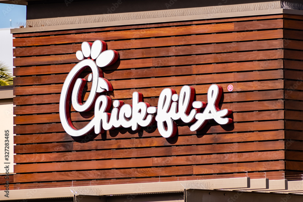 Feb 27, 2020 Santa Clara / CA / USA - Close up of Chick-fil-A logo at ... Feb 27, 2020 Santa Clara / CA / USA - Close up of Chick-fil-A logo at ...