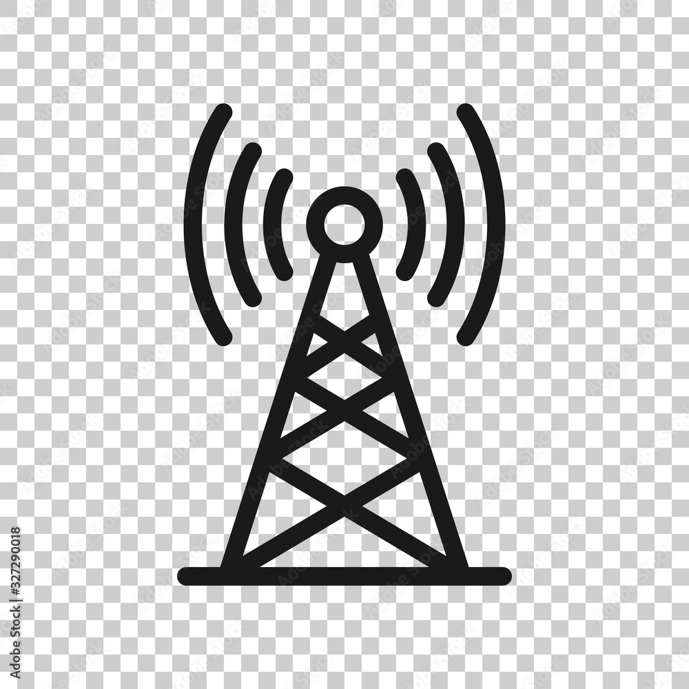 Antenna Tower Icon In Flat Style Broadcasting Vector Illustration On Antenna Tower Icon In Flat Style Broadcasting Vector Illustration On