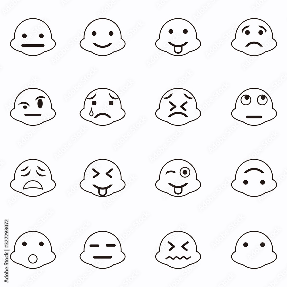 Various character face icons. Contains Icons like Blinking Face, Tongue ...