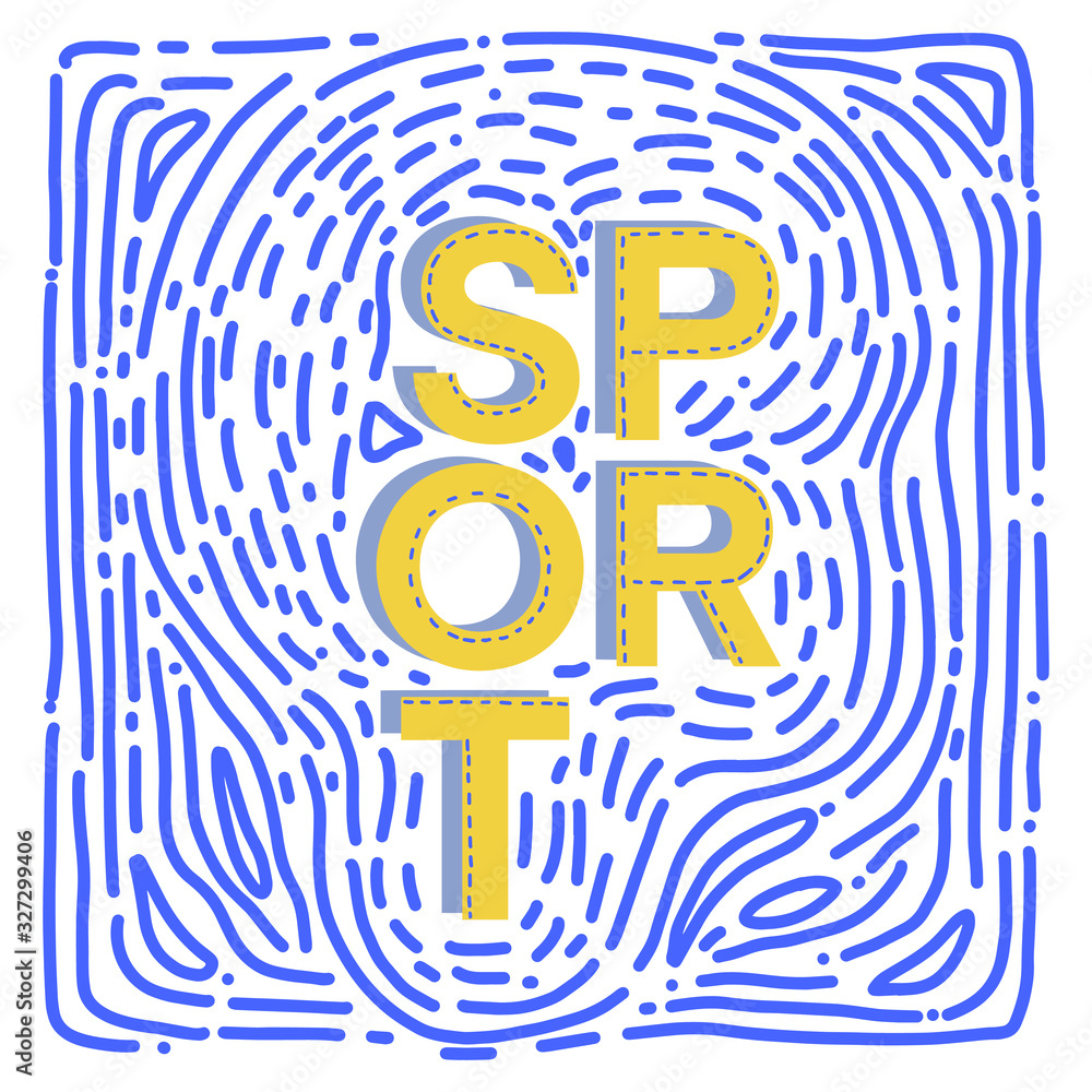 Sketch with word Sport. Hand drawn cartoon vector illustration for ...