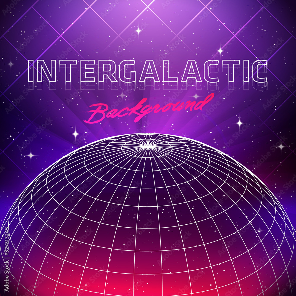 80s Retro Sci-Fi Background. Vector futuristic synth retro wave ...