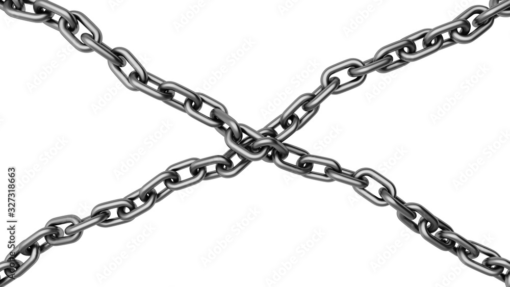 Crossing chains isolated on white background. 3D-rendering. Stock ...