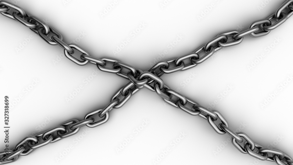 Crossing chains isolated on white background. 3D-rendering. Stock ...