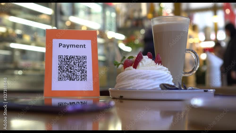 QR code cashless payment. Scan to pay system. Business or technology ...