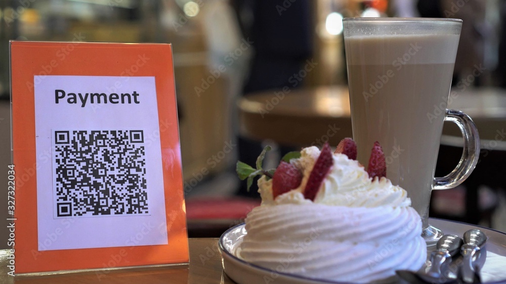 QR code cashless payment. Scan to pay system. Business or technology ...