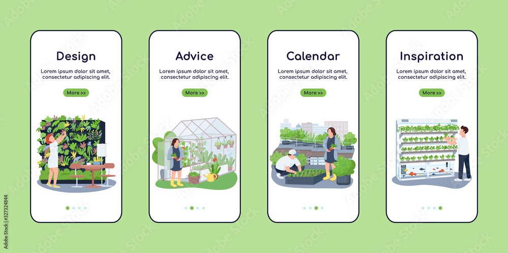 Landscape design onboarding mobile app screen flat vector template ...