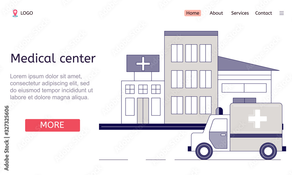 Horizontal web online banner for health site. The concept of a medical ...