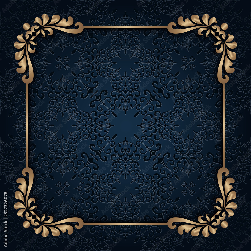 Square gold frame with scroll corner patterns Stock Vector | Adobe Stock
