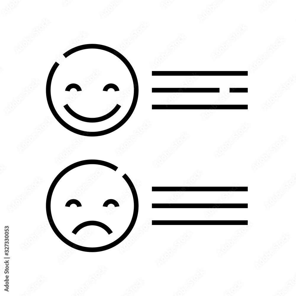 Positive and negative review line icon, concept sign, outline vector ...