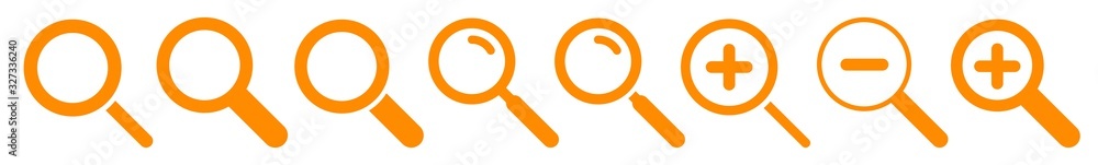 Magnifying Glass Icon Orange | Magnifier Illustration | Zoom Symbol ...