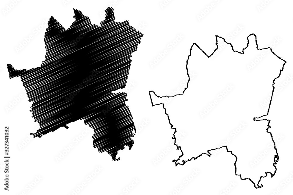 Katowice City (Republic of Poland, Silesian) map vector illustration ...