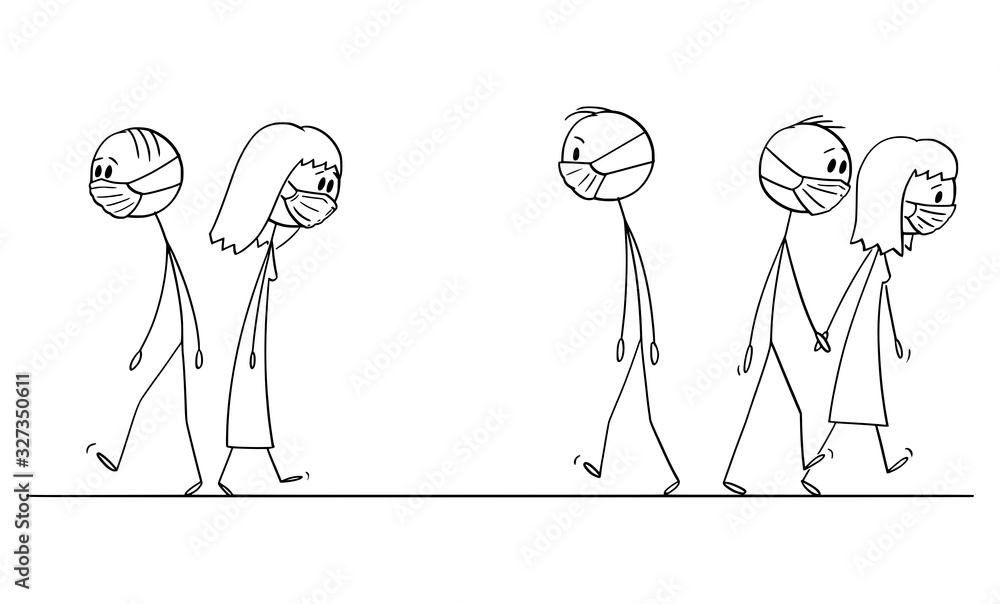 Vector cartoon stick figure drawing conceptual illustration of crowd of ...