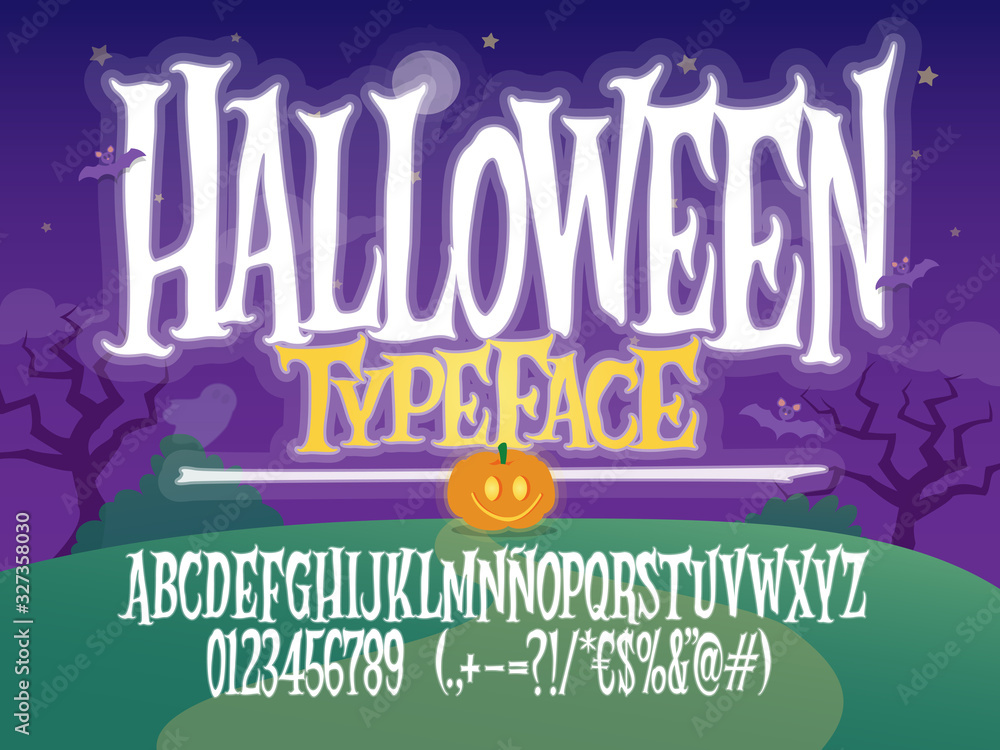 Halloween font. Spooky letters. Vector alphabet with numbers and glyphs ...