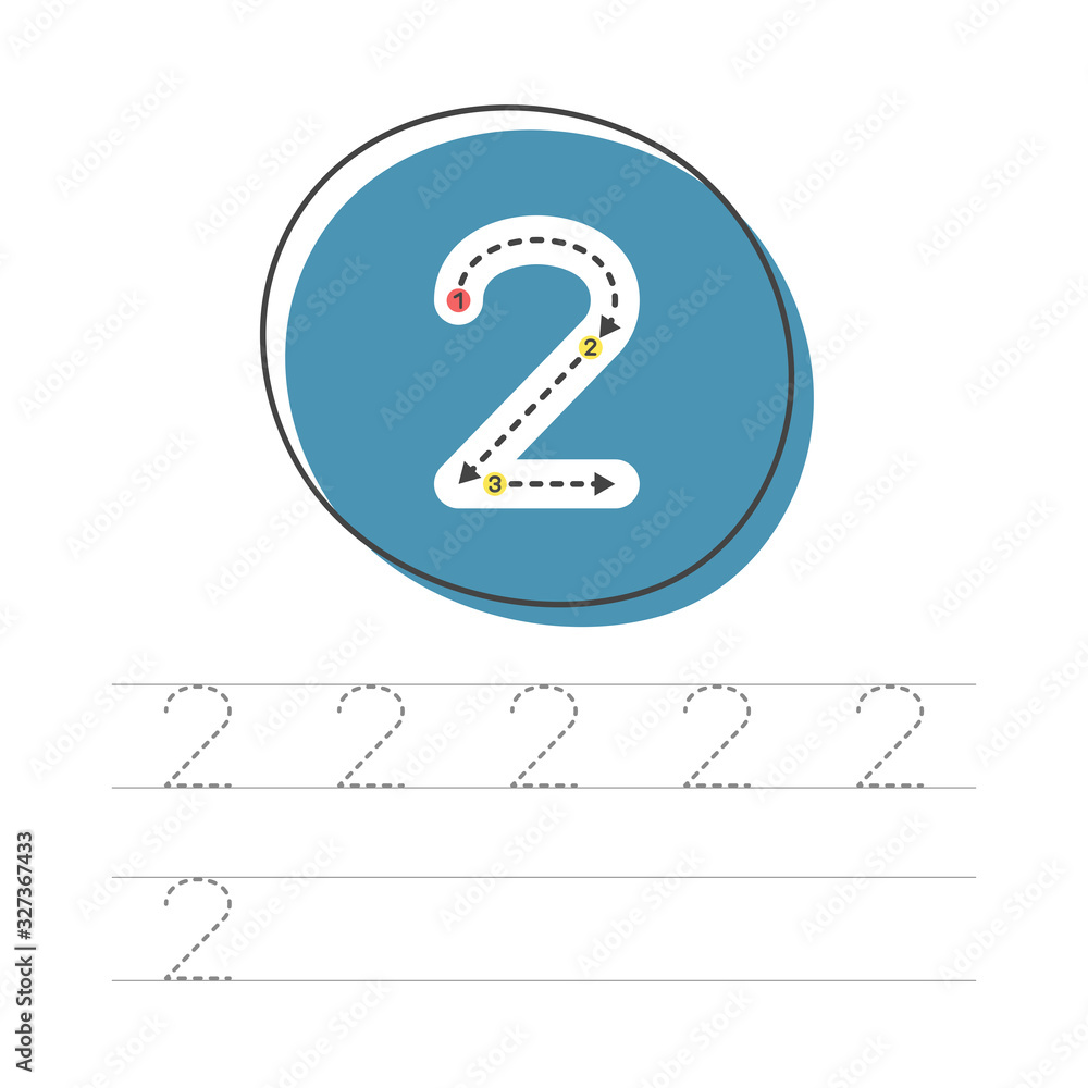 Learning to write a number. A practical sheet from a set of exercises ...