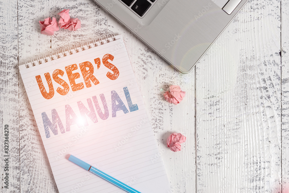 Conceptual hand writing showing User Manual. Concept meaning Contains ...