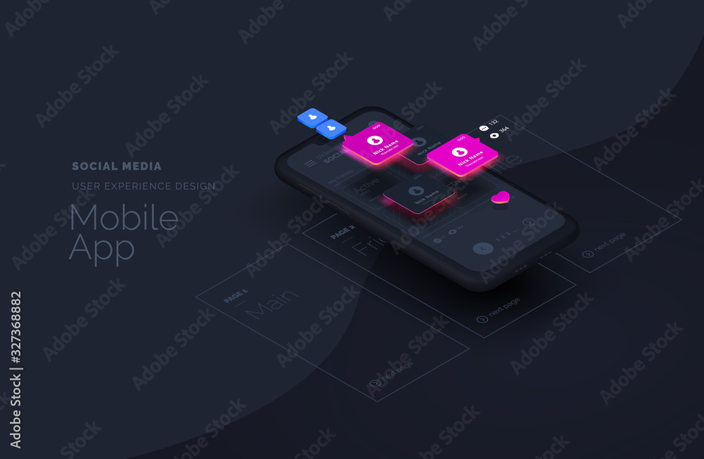Social media for mobile applications. Web page created from separate ...