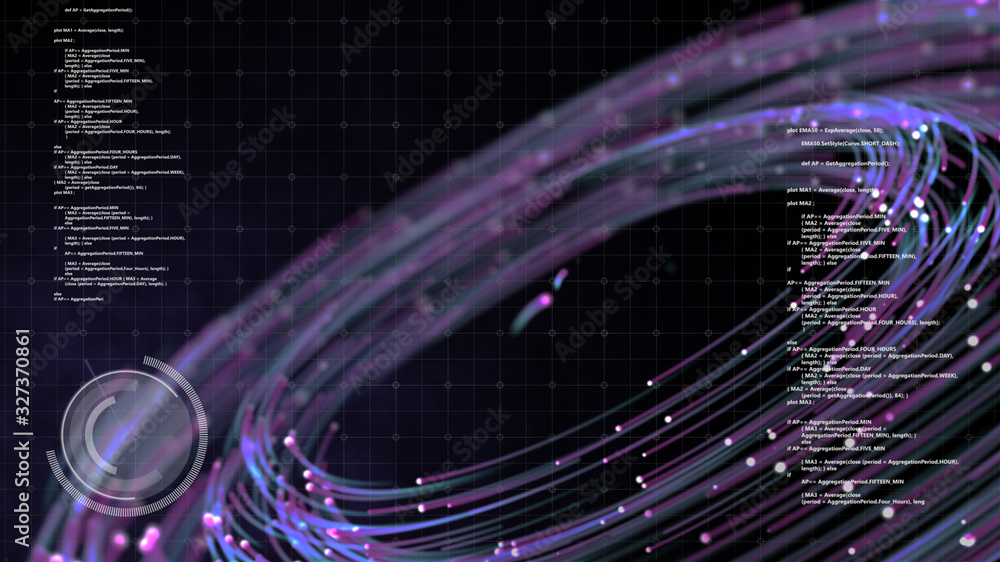 3D Digital orbit in space with computer user interface screen HUD ...