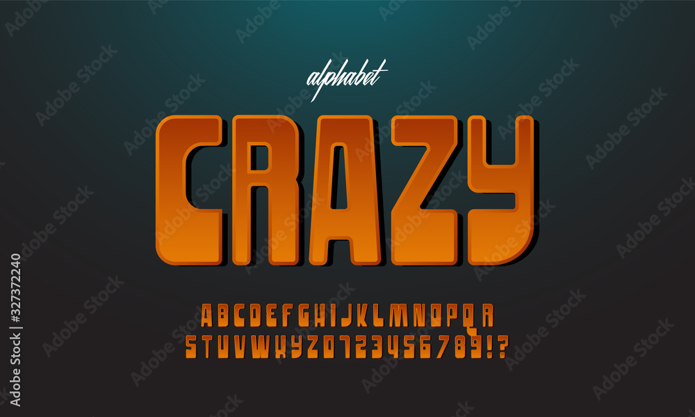 Psychedelic Font and Alphabet, original design. Vector illustration ...
