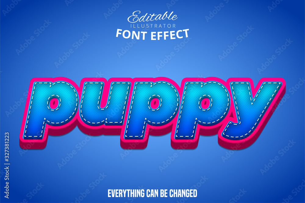 Puppy text, 3d puple and blue editable font effect Stock Vector | Adobe ...