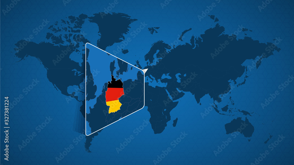 Detailed world map with pinned enlarged map of Germany and neighboring ...