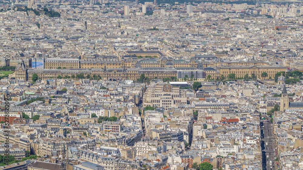 Top view of Paris skyline from observation deck of Montparnasse tower ...